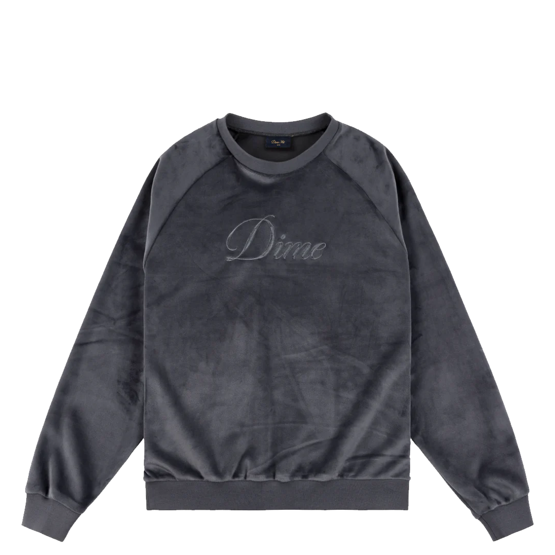CURSIVE VELVET CREWNECK SMOKE – NRML
