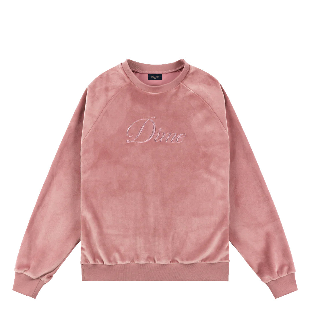 CURSIVE VELVET CREWNECK DUSTY PINK – NRML